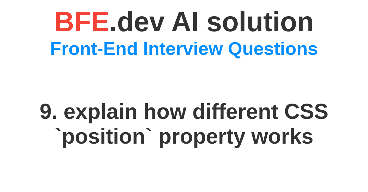 AI solution for Interview Question on BFE.dev